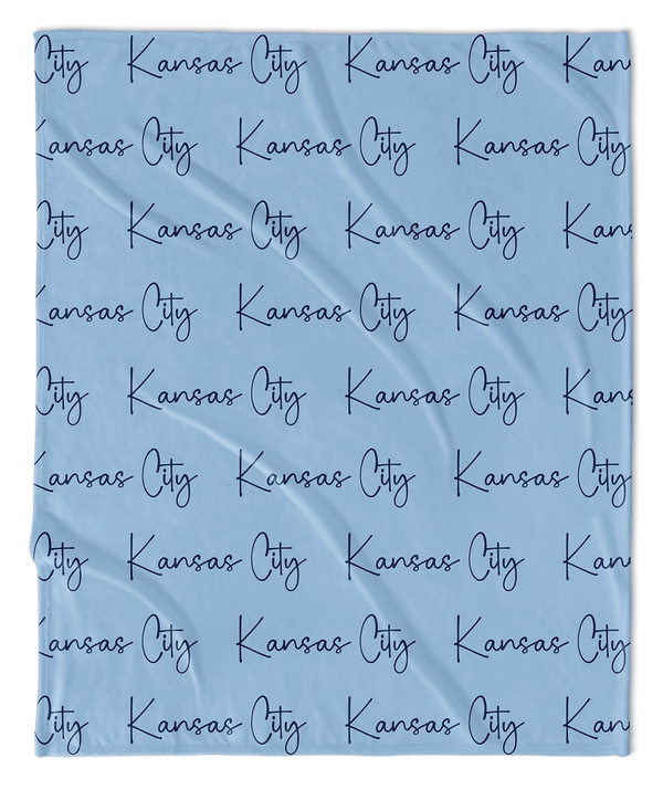 Blue Cursive Kansas City Blanket - Highway 3