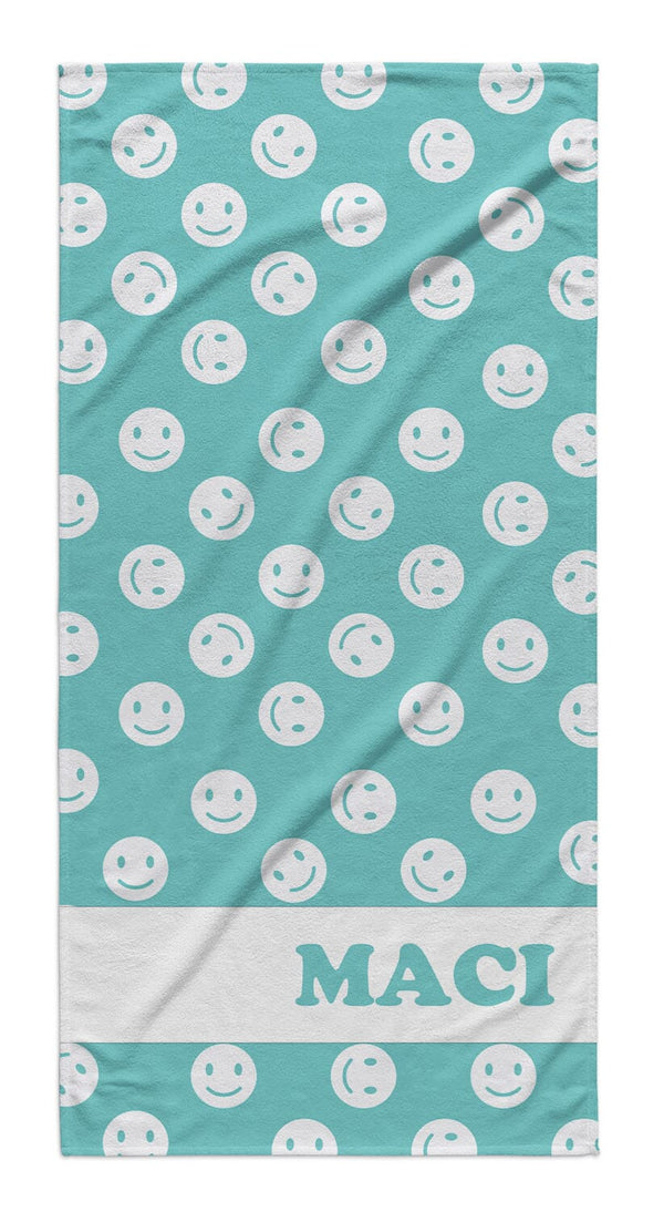 PERSONALIZED SMILEY PREMIUM BEACH TOWEL - Highway 3